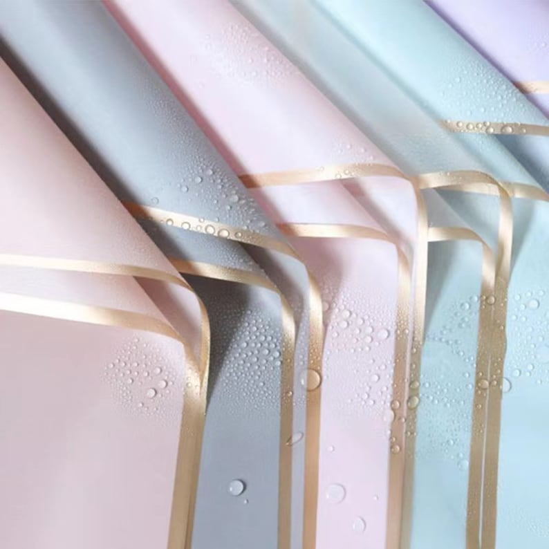 Matte Sheets With Golden Edge Flower Wrapping Papergift - Etsy