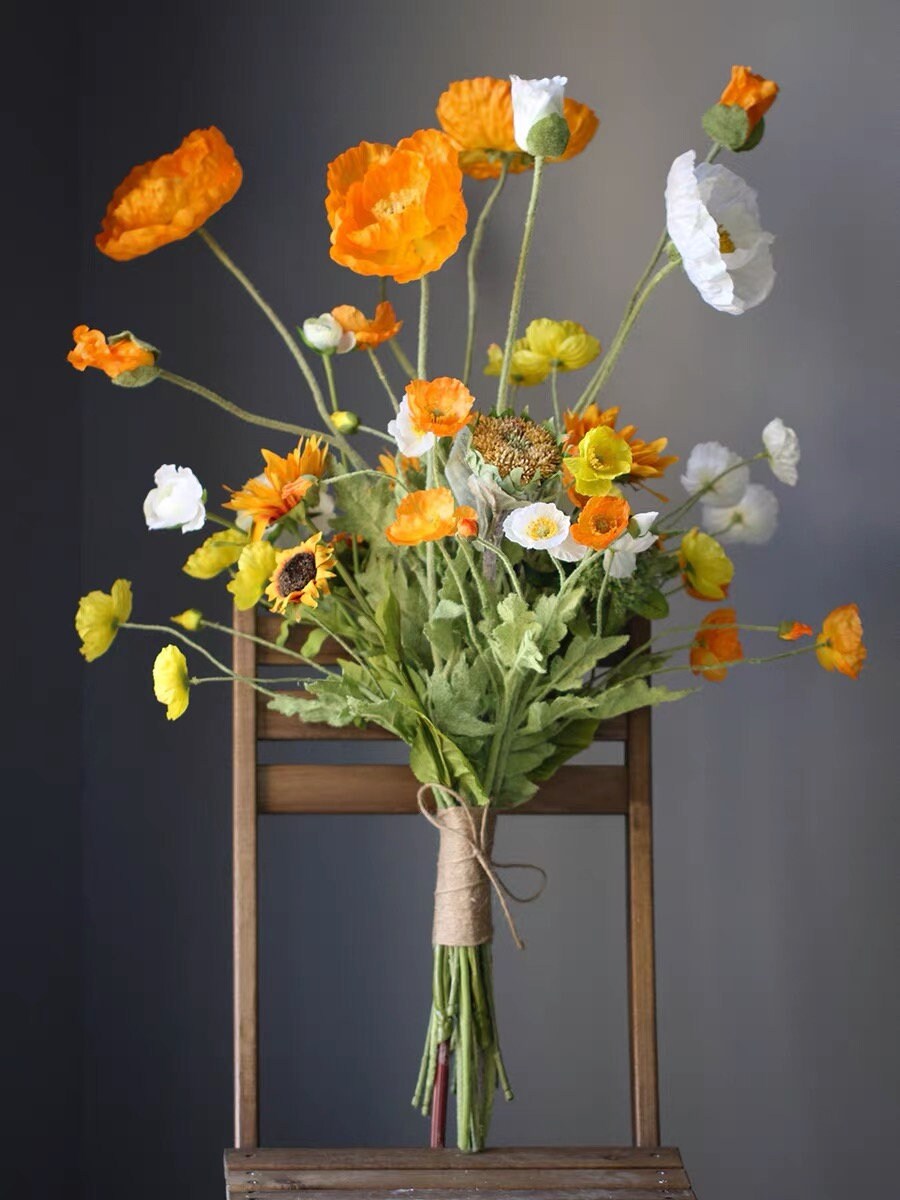 30overall Lengthcommon Poppy Artificial Faux Flower - Etsy