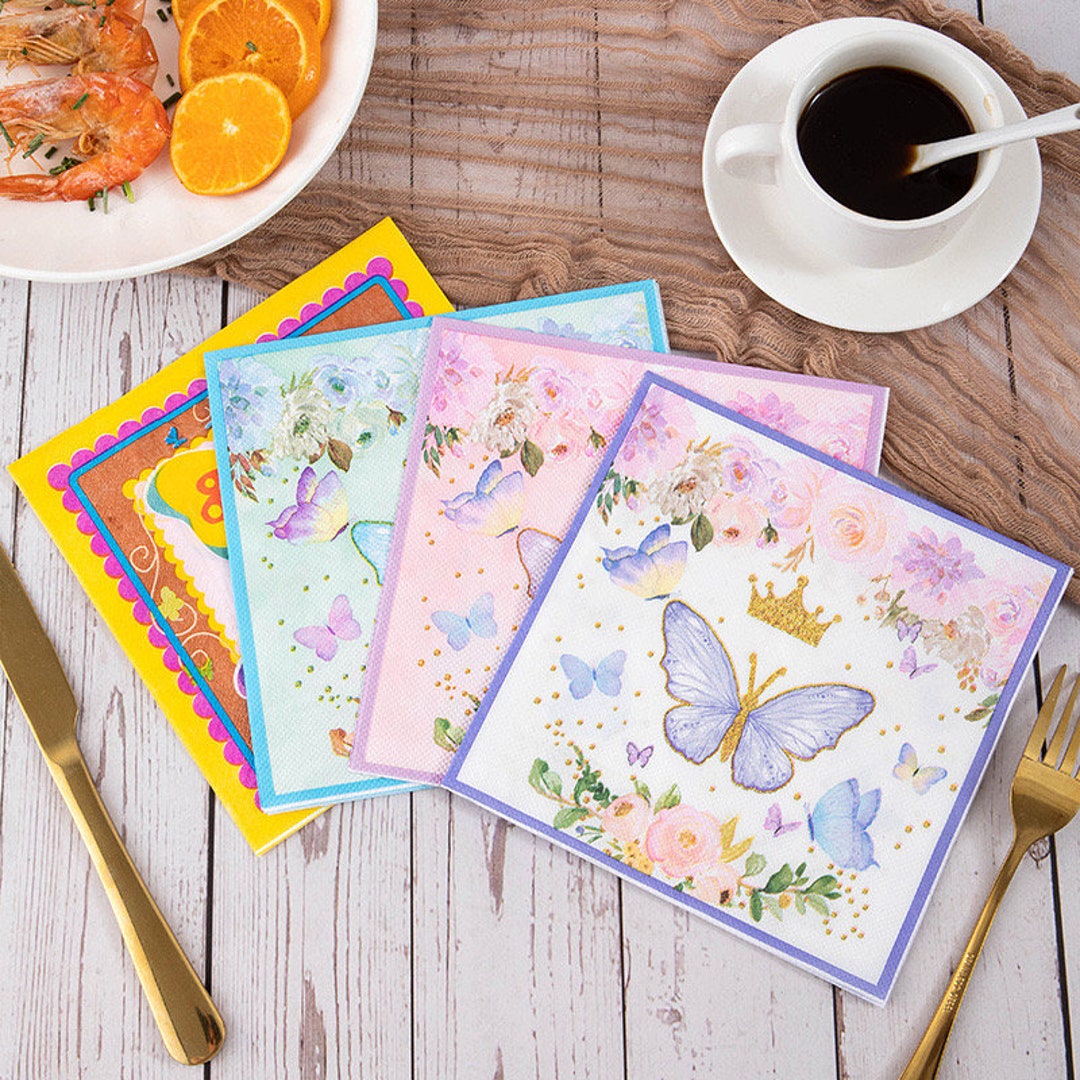 Butterfly Patten Paper Napkins , Decoupage Napkins , 6.5" X 6.5" (16.5 ...
