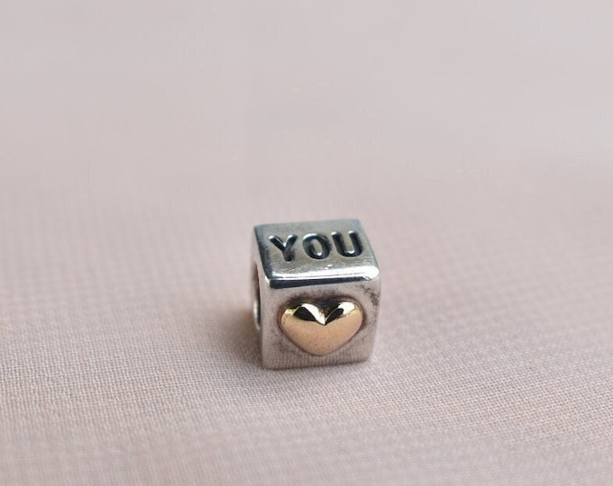 Authentic Pandora Two Toned I Love You Charm Sterling Silver & 14K ...
