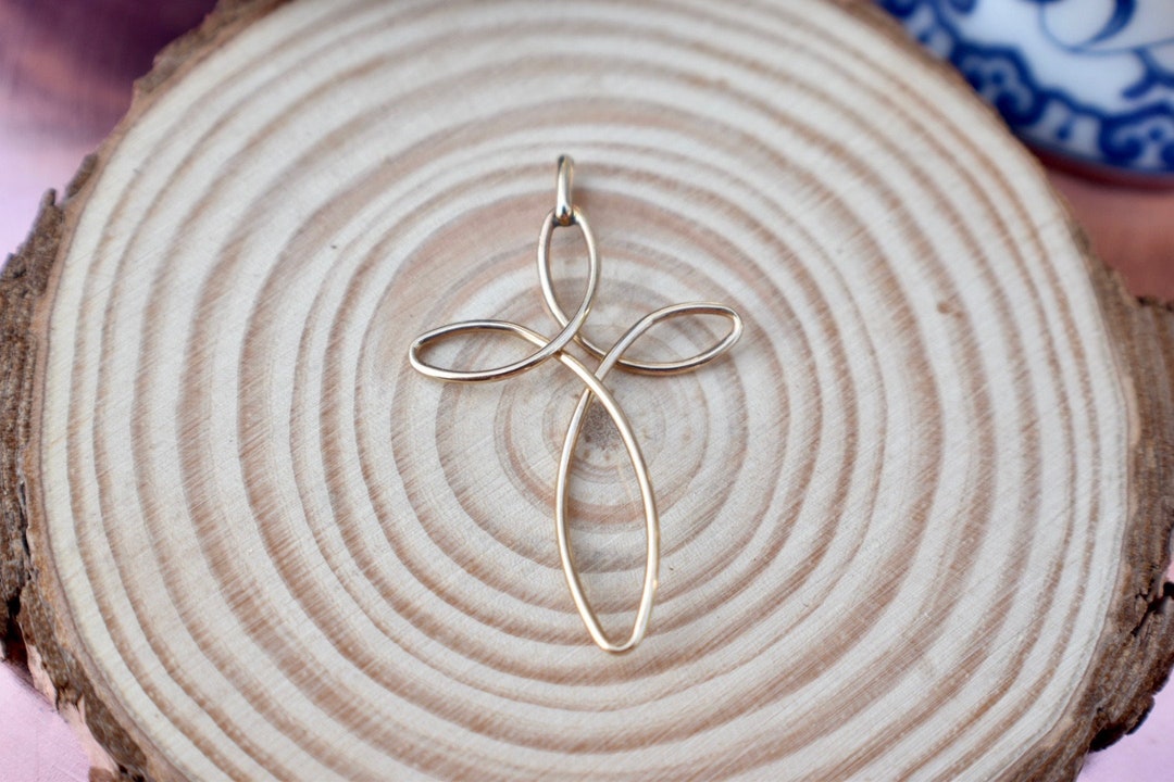 14K Yellow Gold Infinity Cross Charm or Pendant - Etsy