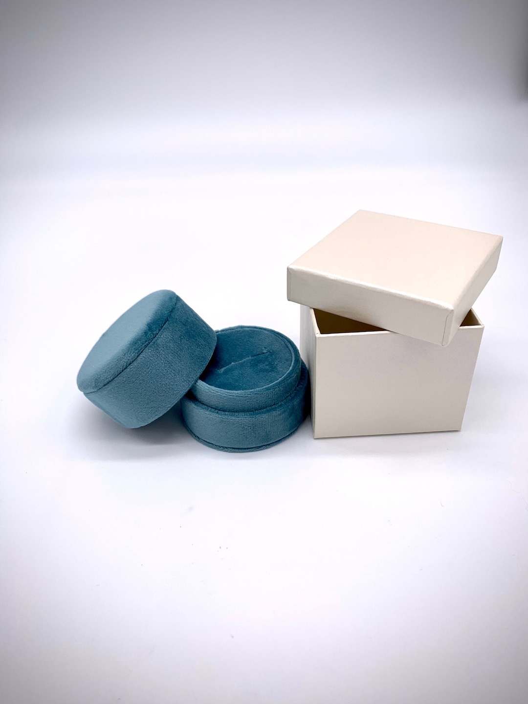 Ocean Blue Vintage Inspired Suede Handmade Single or Double Ring Box - Etsy