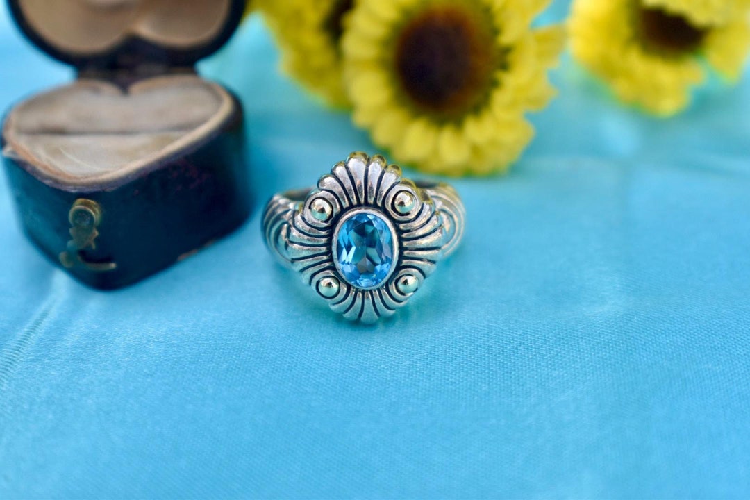 Samuel Benham Genuine Sterling Silver & 18K Yellow Gold Vintage Oval ...