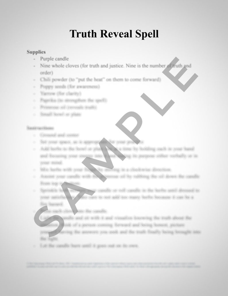 Truth Reveal Spell Tutorial Digital Download Printable Spell - Etsy