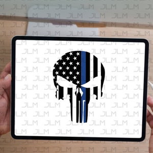 Skull W/ Police Flag Acrylic Blank for Badge Reel - Etsy