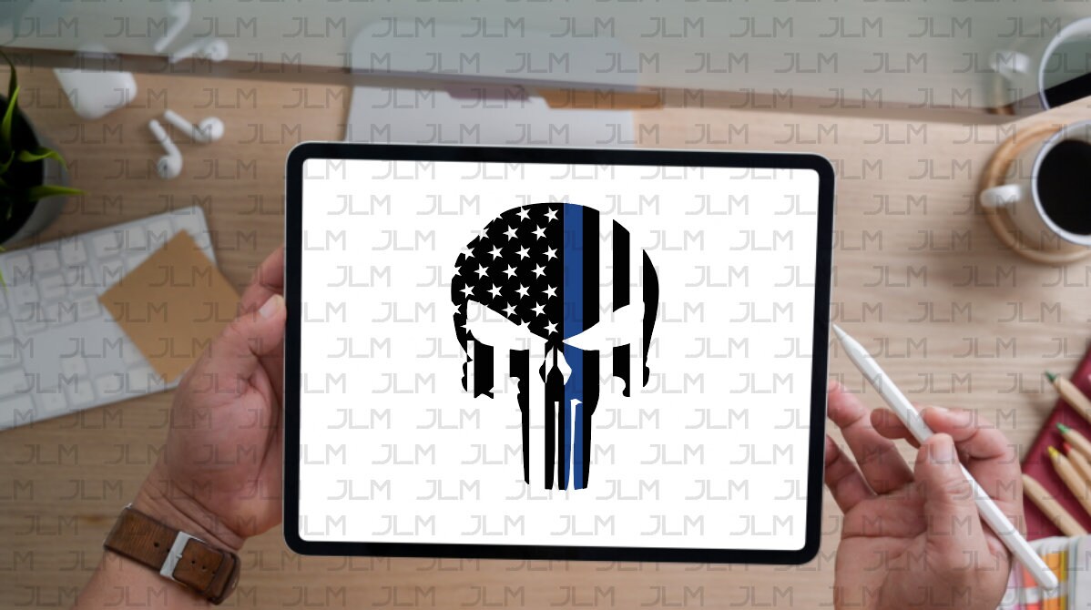 Skull W/ Police Flag Acrylic Blank for Badge Reel - Etsy