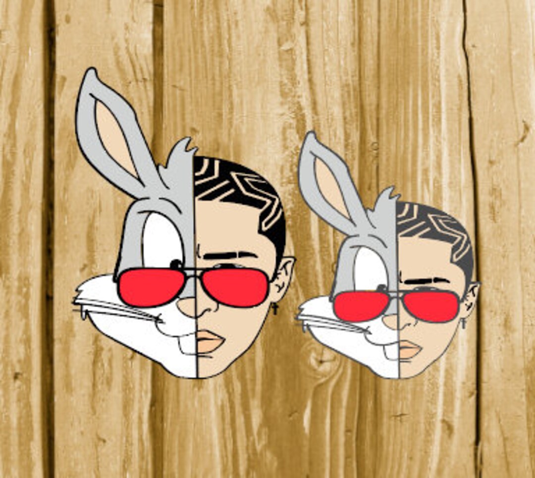 Bad Bunny Half Bunny and Half Face SVG for Bad Bunny Half Bunny and ...