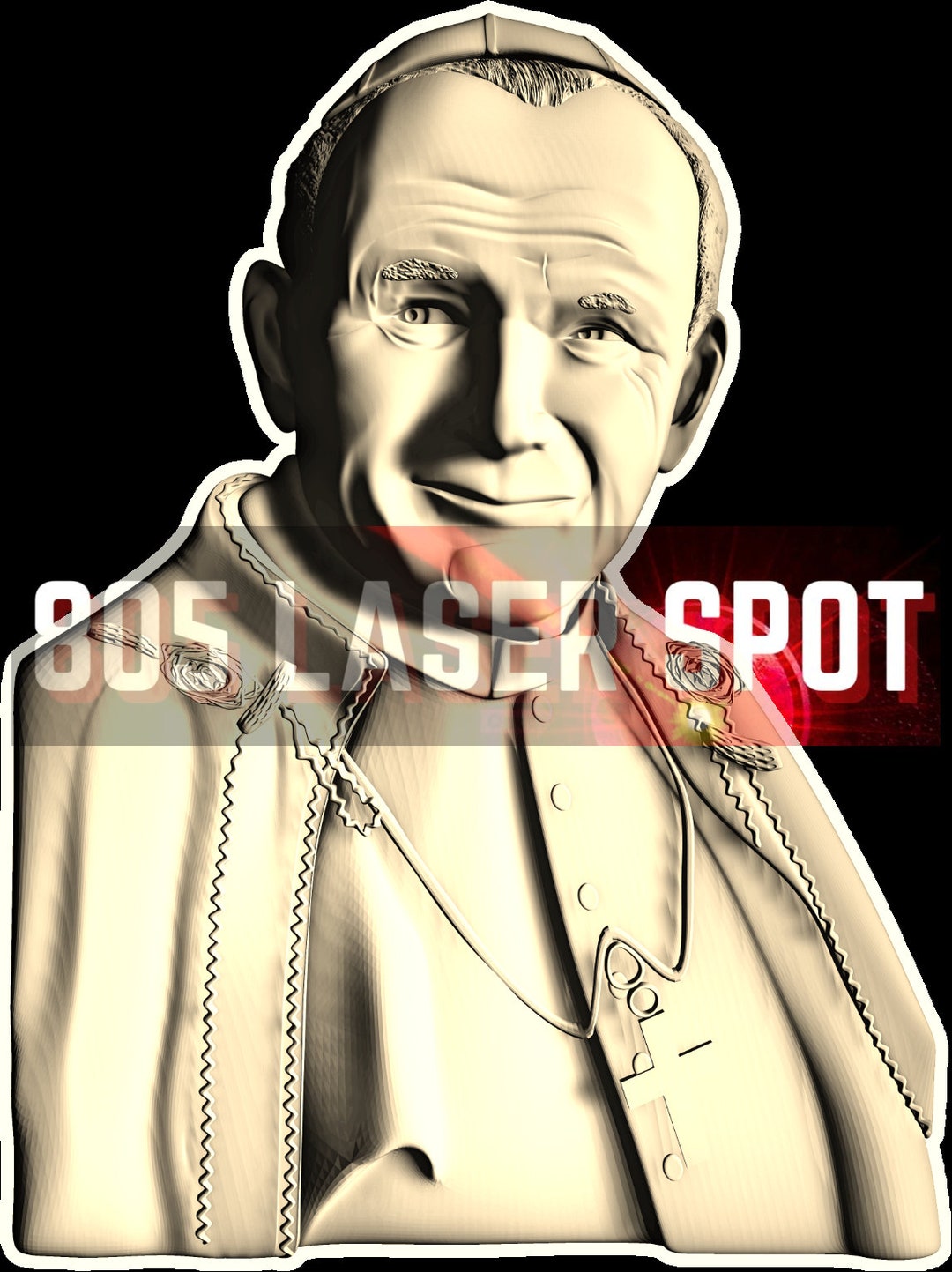 Digital Design File - Pope John Paul II - Glowforge - Laser Ready ...
