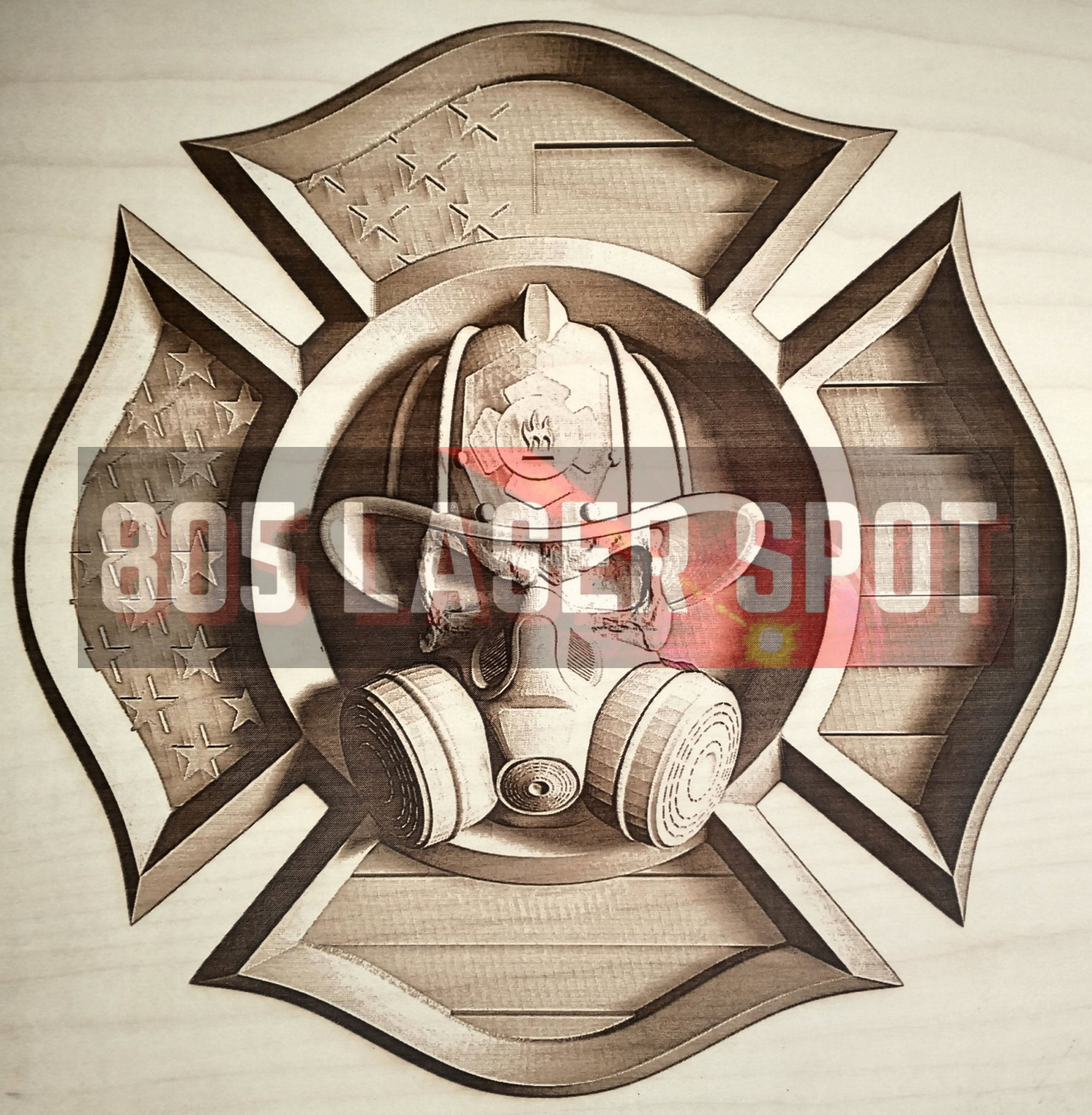 Digital Design File Firefighter Medallion Glowforge - Etsy