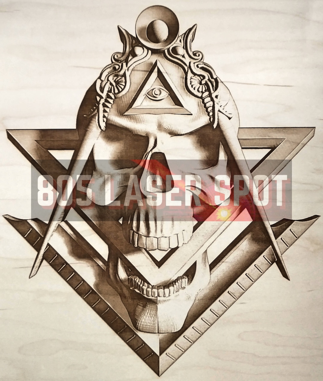 Digital Design File - Masonic Skull - Glowforge - Laser Ready - Engrave ...