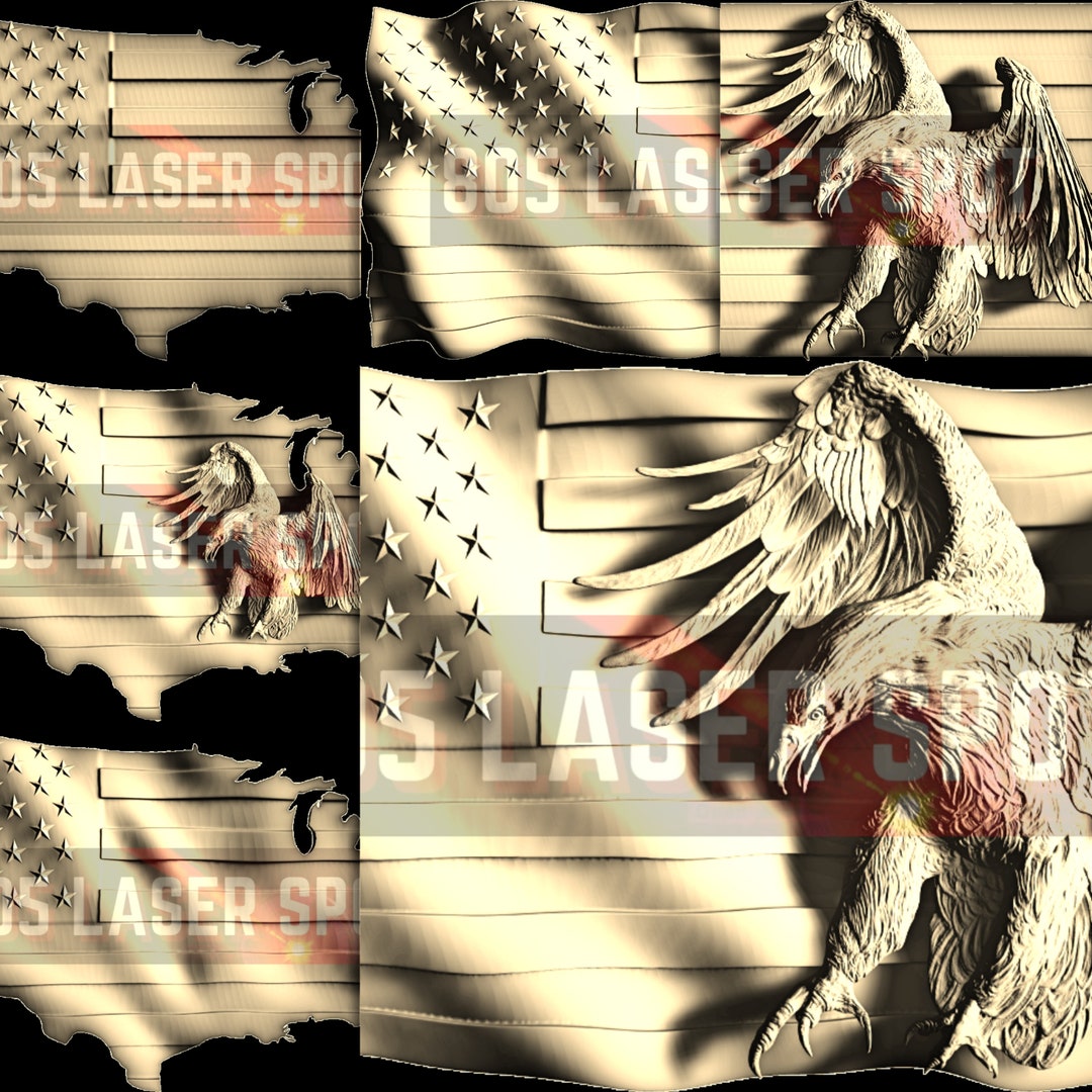 Digital Design File - USA Flag Eagle Bundle - Glowforge - Laser Ready ...