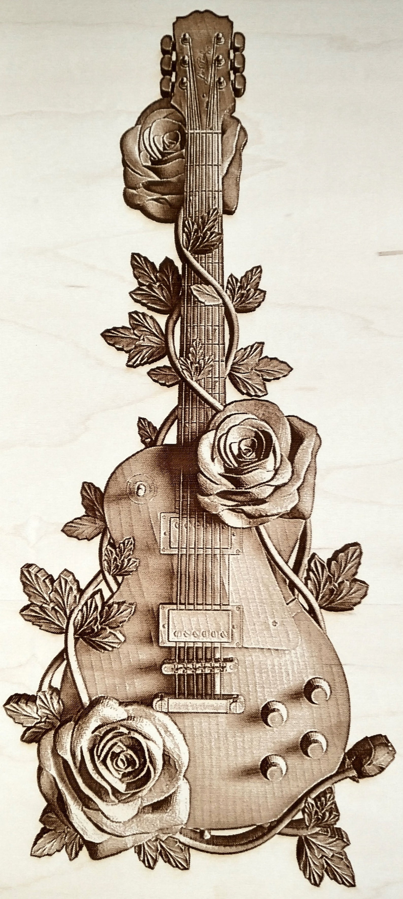 Digital Design File Guitar and Roses Glowforge Laser | Etsy