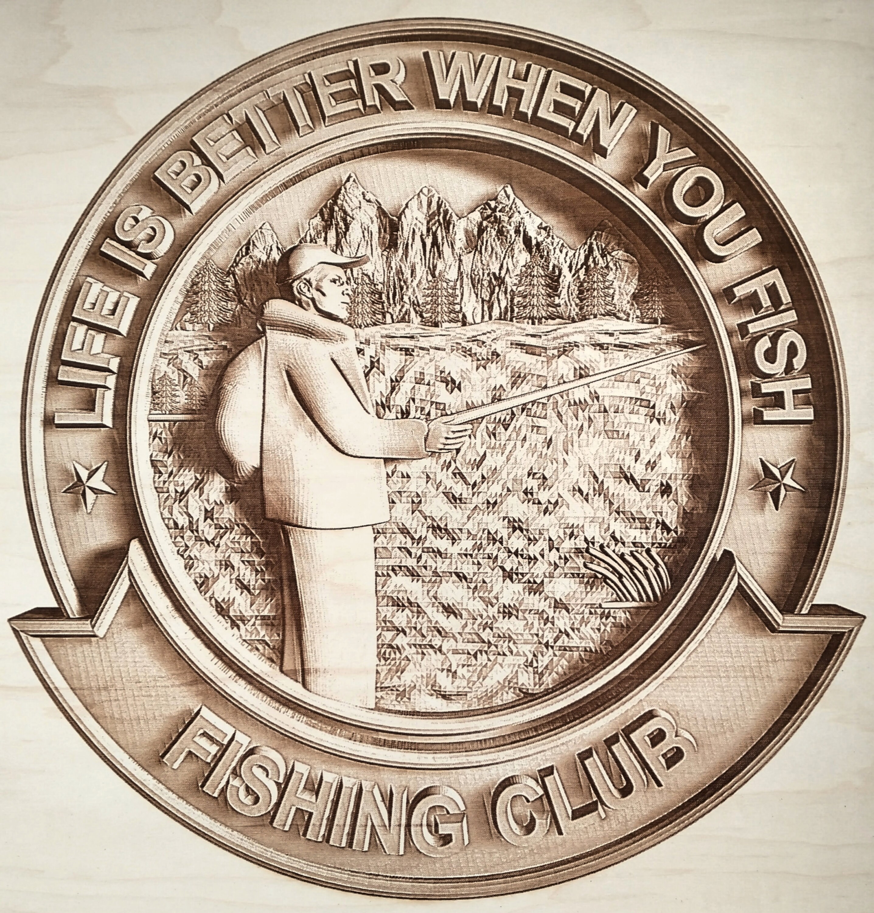 Digital Design File Fishing Club Plaque Glowforge Laser | Etsy