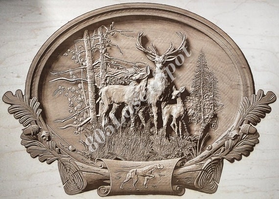 Digital Design File Deer Family Glowforge Laser Ready - Etsy