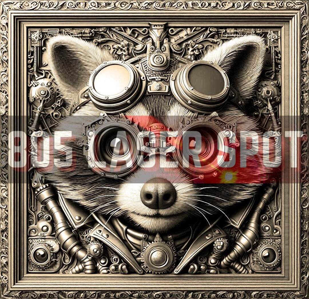 Digital Design File - Steampunk Raccoon 1 - Glowforge - Laser Ready ...
