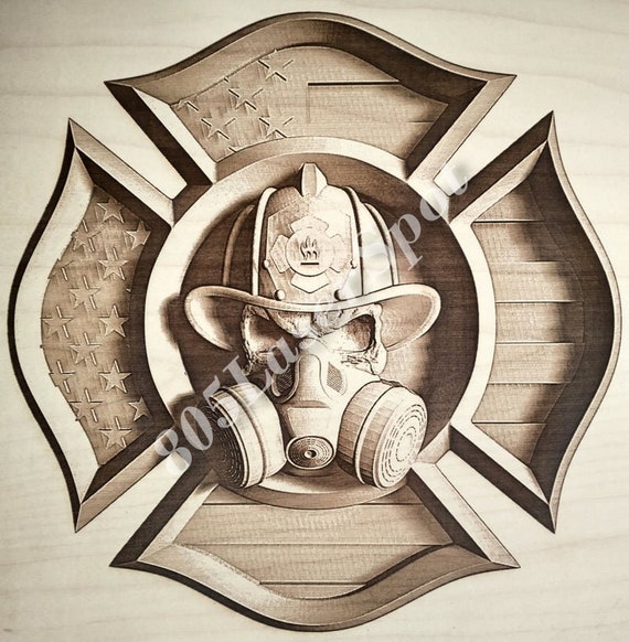 Digital Design File Firefighter Medallion Glowforge - Etsy