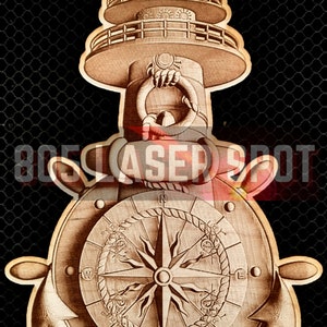 Digital Design File - Lighthouse Anchor Compass - Glowforge - Laser ...