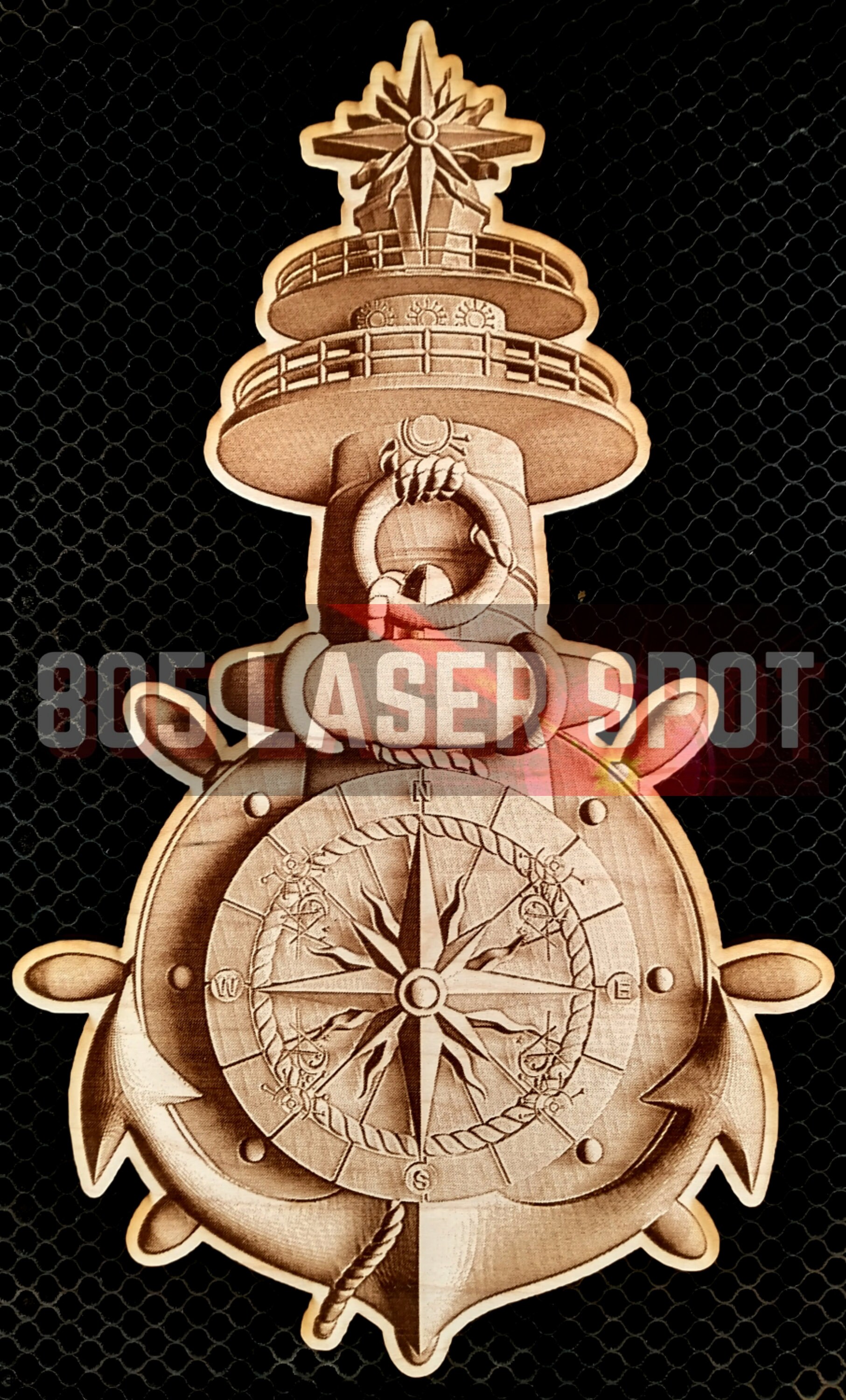 Digital Design File Lighthouse Anchor Compass Glowforge - Etsy