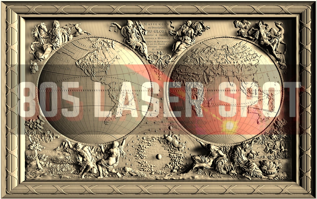 Digital Design File - World Map Framed - Glowforge - Laser Ready ...