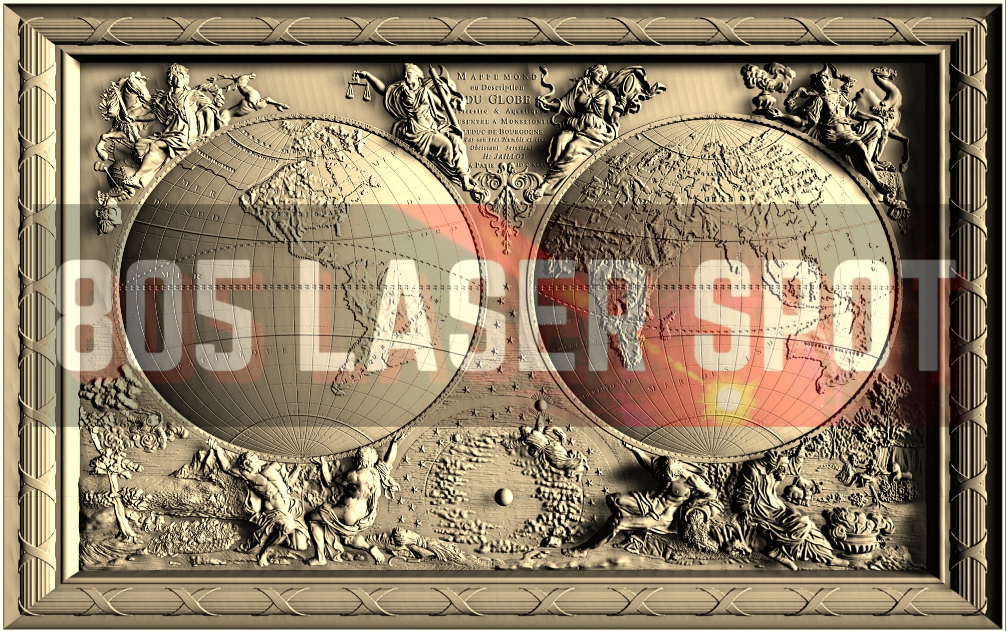 Digital Design File World Map Framed Glowforge Laser - Etsy