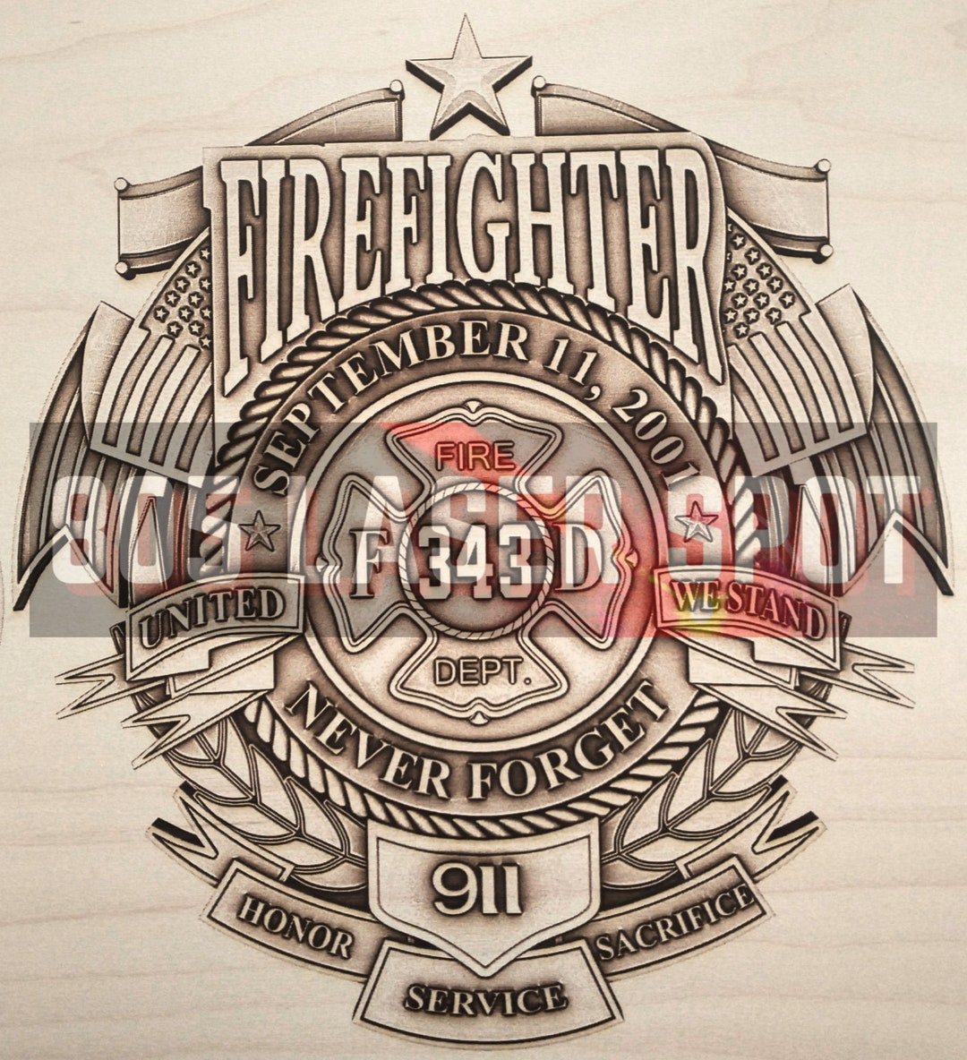 Digital Design File - Firefighter 9-11 - Glowforge - Laser Ready ...