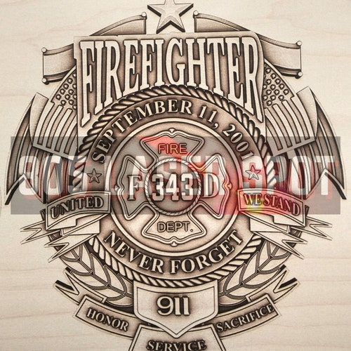 Digital Design File Firefighter Medallion Glowforge - Etsy