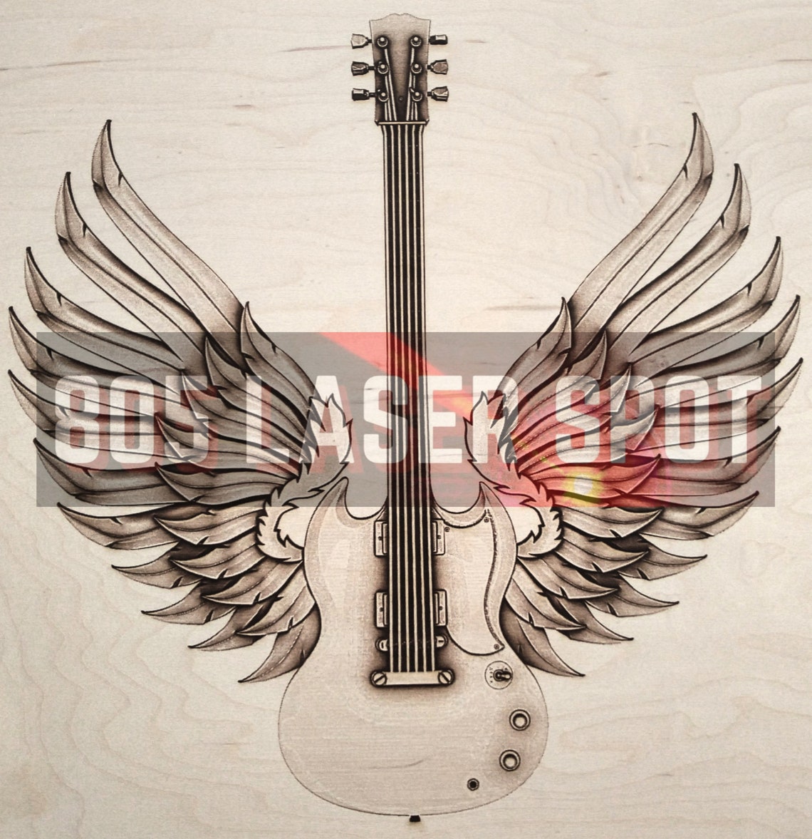 Digital Design File Guitar With Wings Glowforge Laser - Etsy