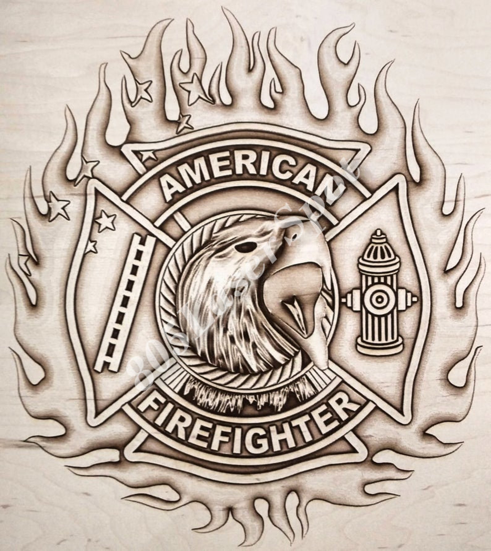 Digital Design File American Firefighter With Eagle - Etsy