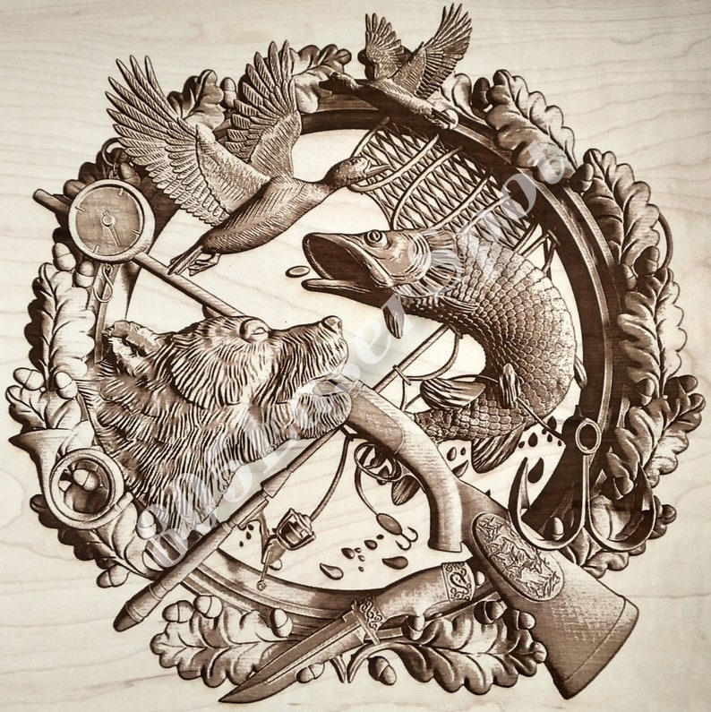 Digital Design File Fishing & Hunting Glowforge Laser - Etsy