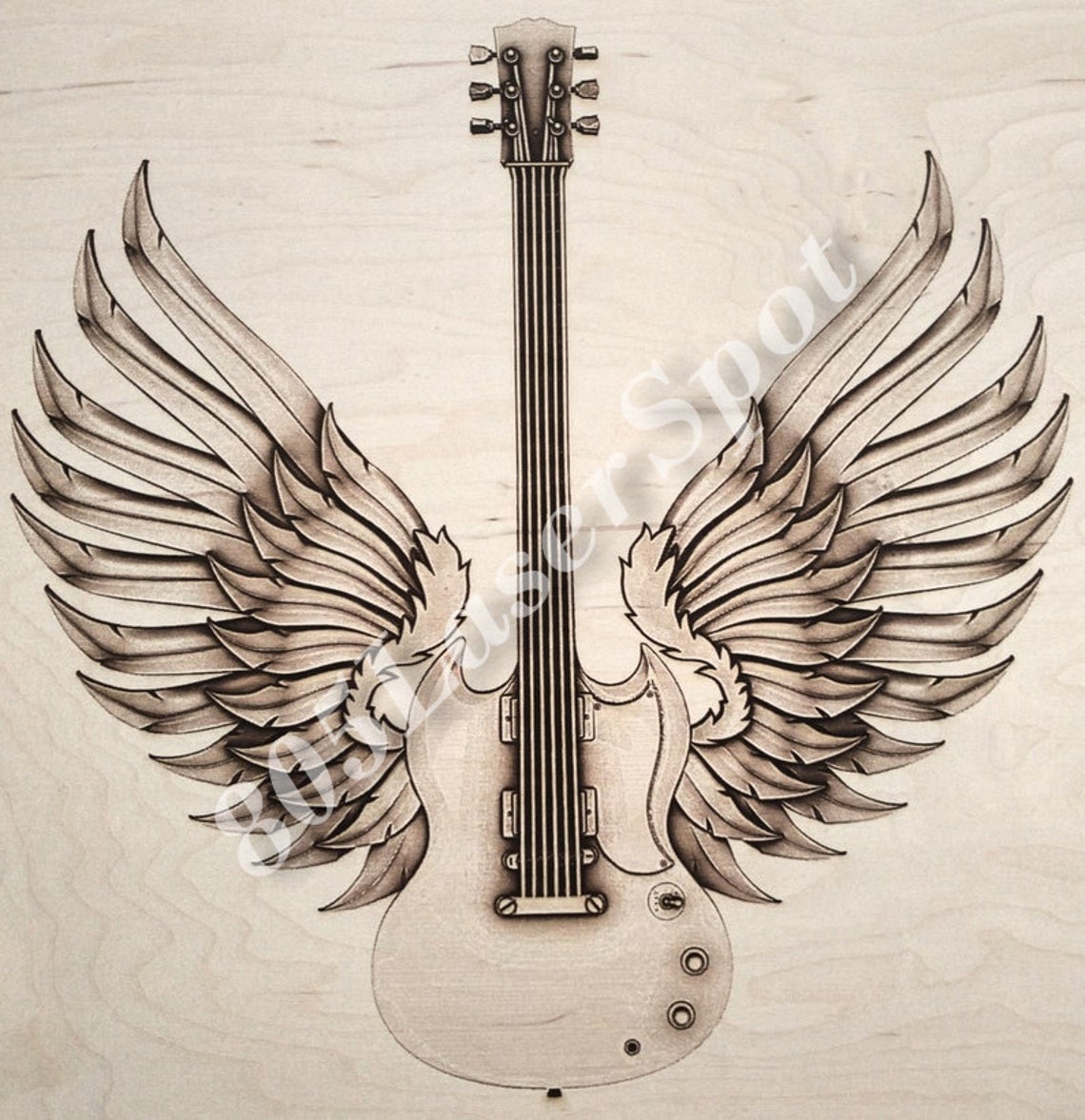 Digital Design File Guitar With Wings Glowforge Laser | Etsy