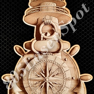 Digital Design File Lighthouse Anchor Compass Glowforge | Etsy