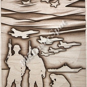 Digital Design File American Soldiers Glowforge Laser | Etsy