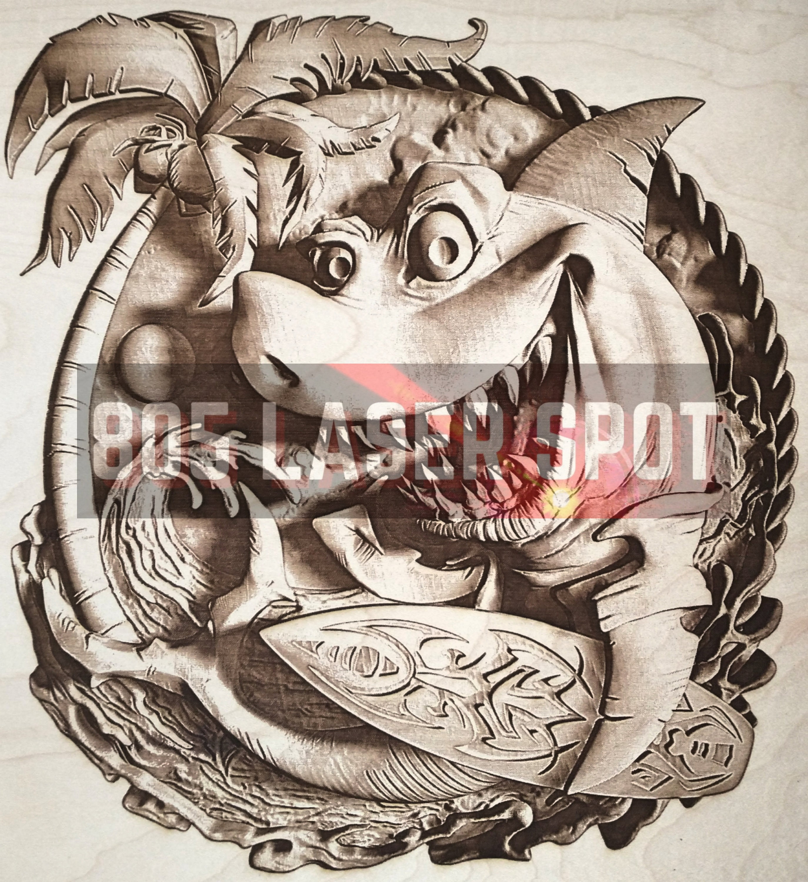 Digital Design File Shark Surfing Glowforge Laser Ready - Etsy