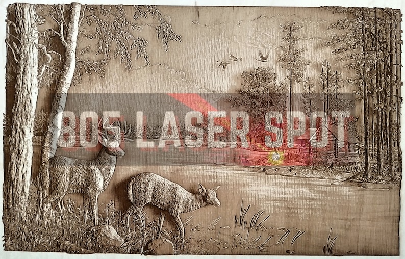 Digital Design File Deer on the Lake Glowforge Laser - Etsy