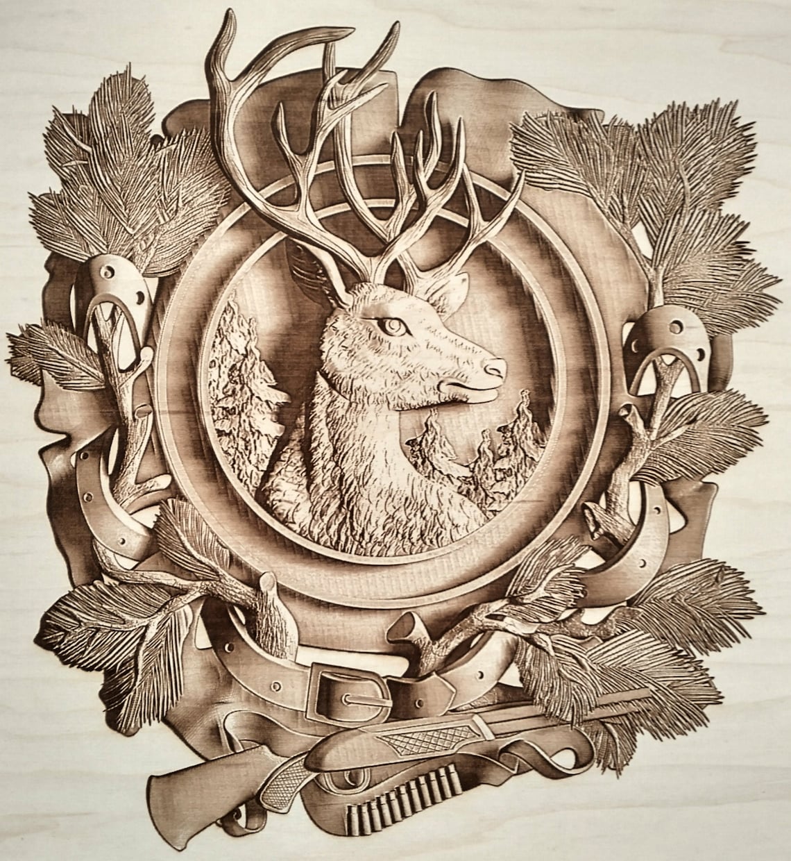 Digital Design File Deer Hunt Plaque Glowforge Laser | Etsy