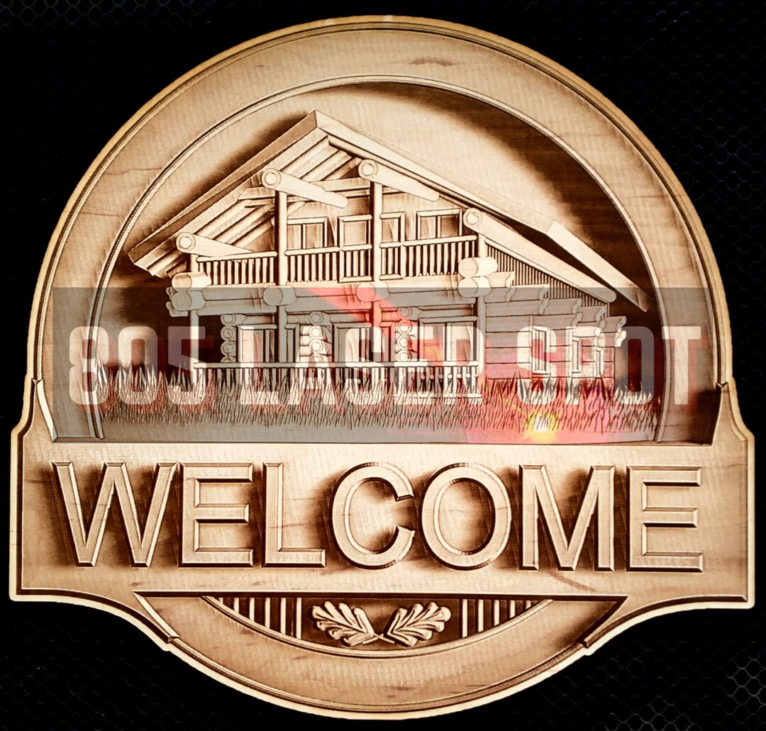 Digital Design File - Cabin Welcome Sign - Glowforge - Laser Ready ...