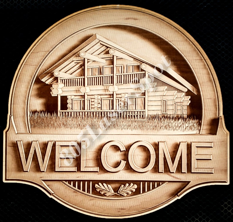 Digital Design File Cabin Welcome Sign Glowforge Laser | Etsy