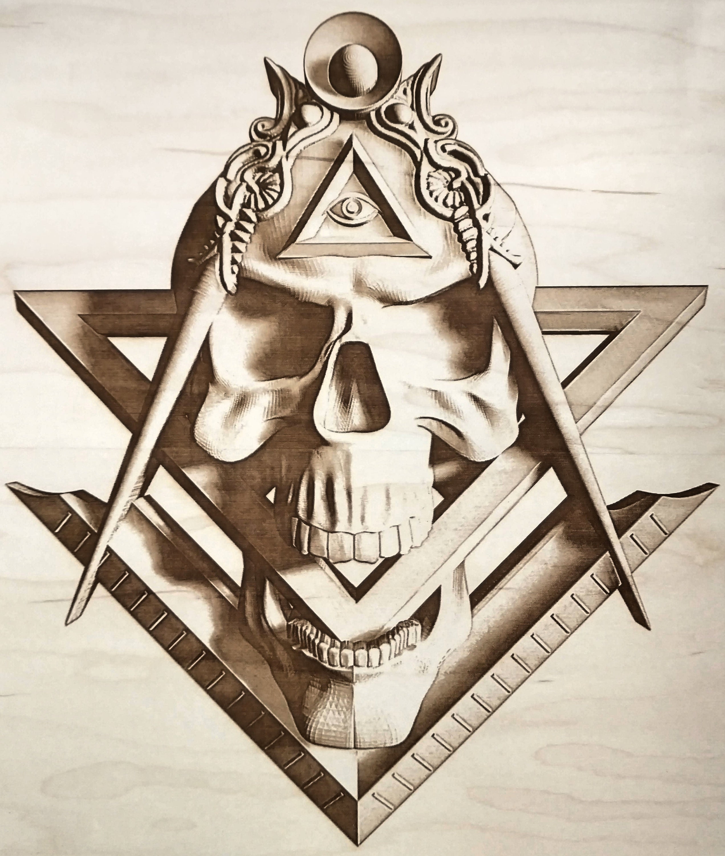 Digital Design File Masonic Skull Glowforge Laser Ready | Etsy