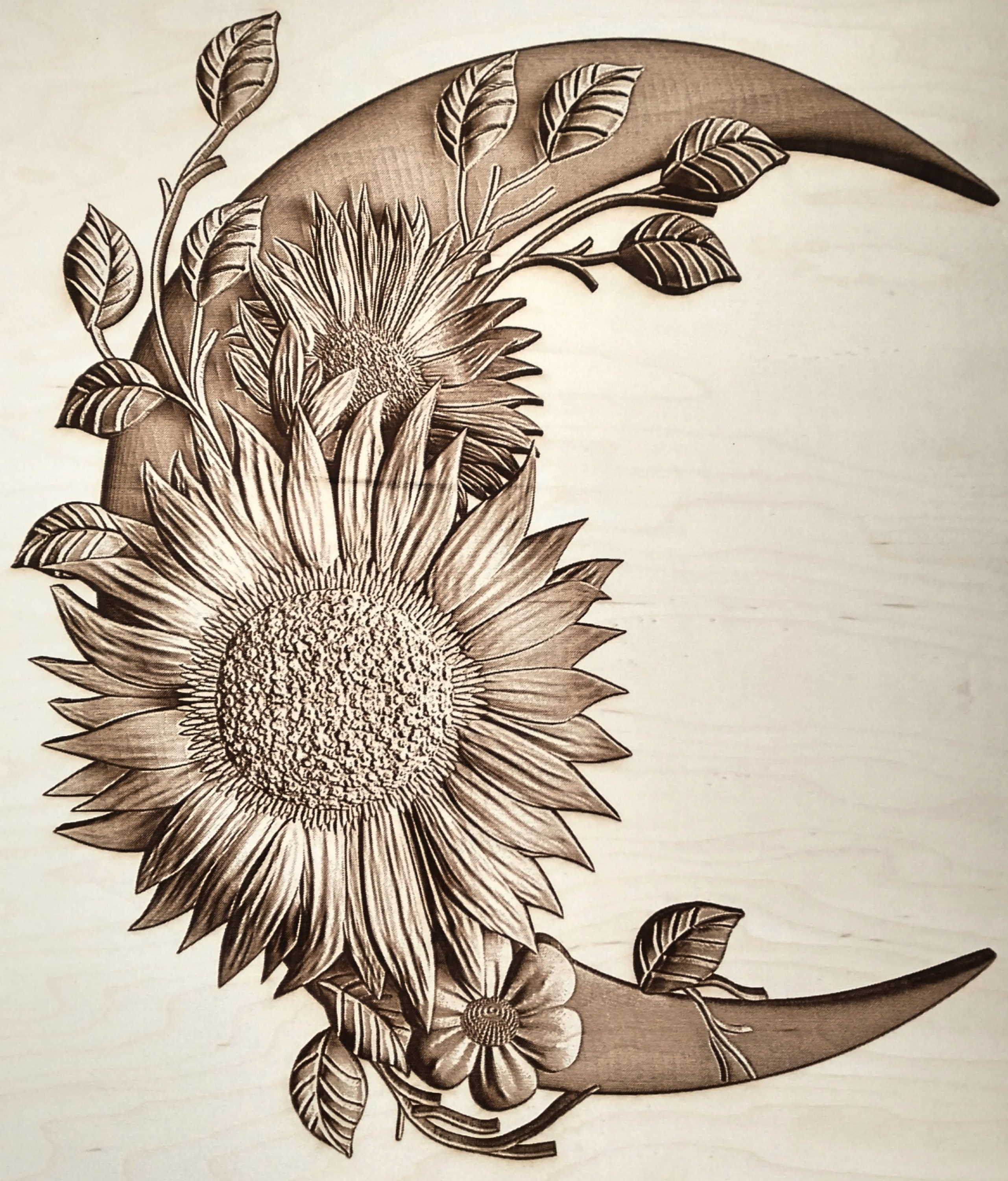 Digital Design File Moon And Sunflower Glowforge Laser | Etsy