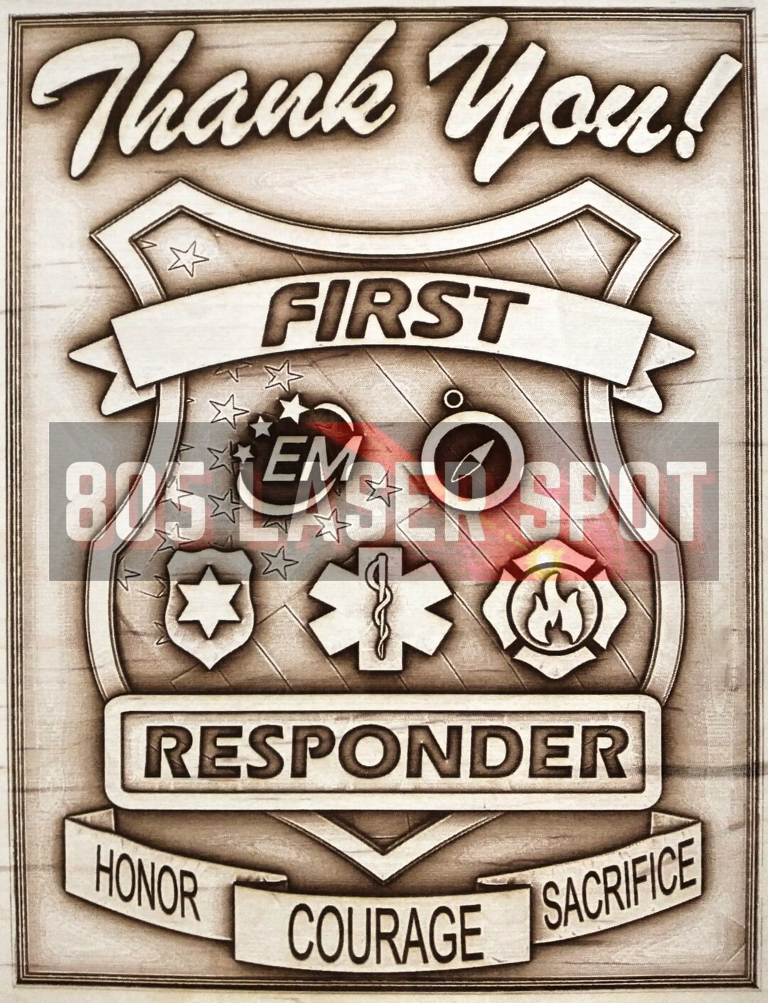 Digital Design File - Thank You First Responders - Glowforge - Laser ...