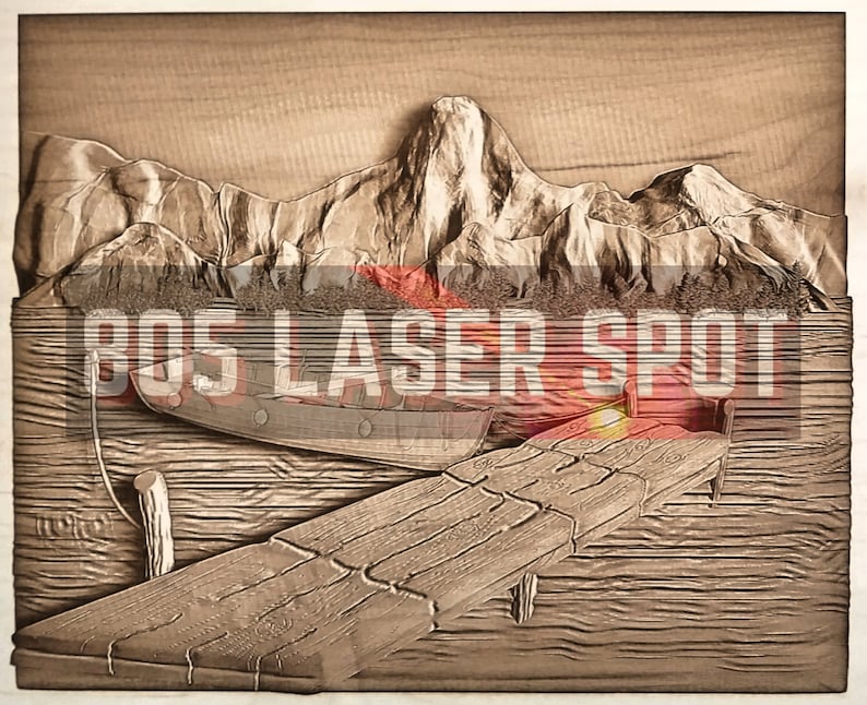 Digital Design File Lake Boat Dock Glowforge Laser Ready - Etsy
