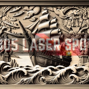 Digital Design File - Ship 1 - Glowforge - Laser Ready - Engrave - SVG ...