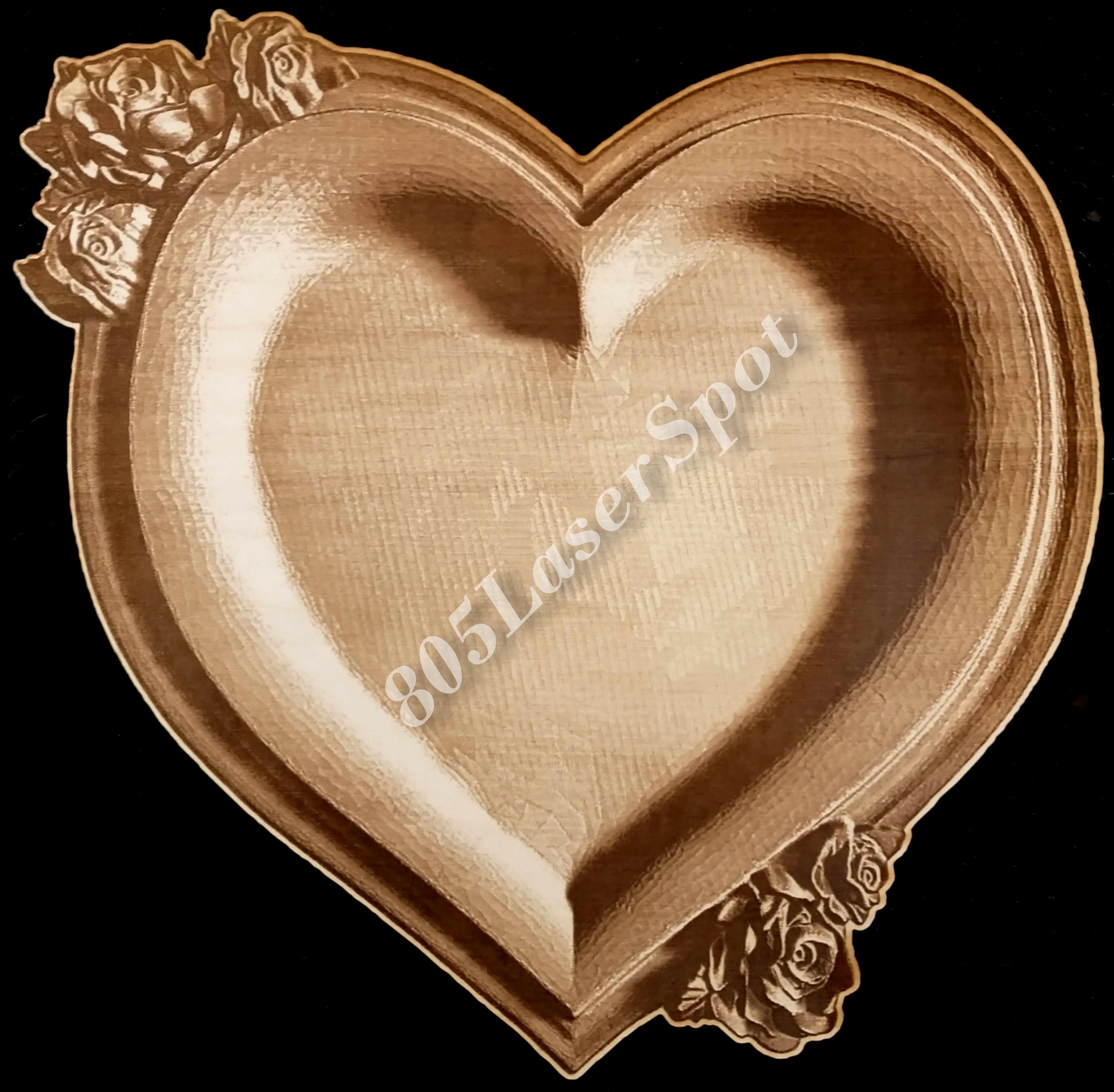 Digital Design File Heart Flowers Glowforge Laser Ready | Etsy