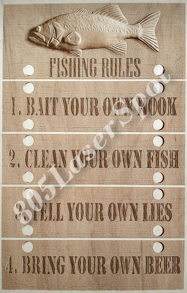 Digital Design File Fishing Rules Sign Glowforge Laser | Etsy