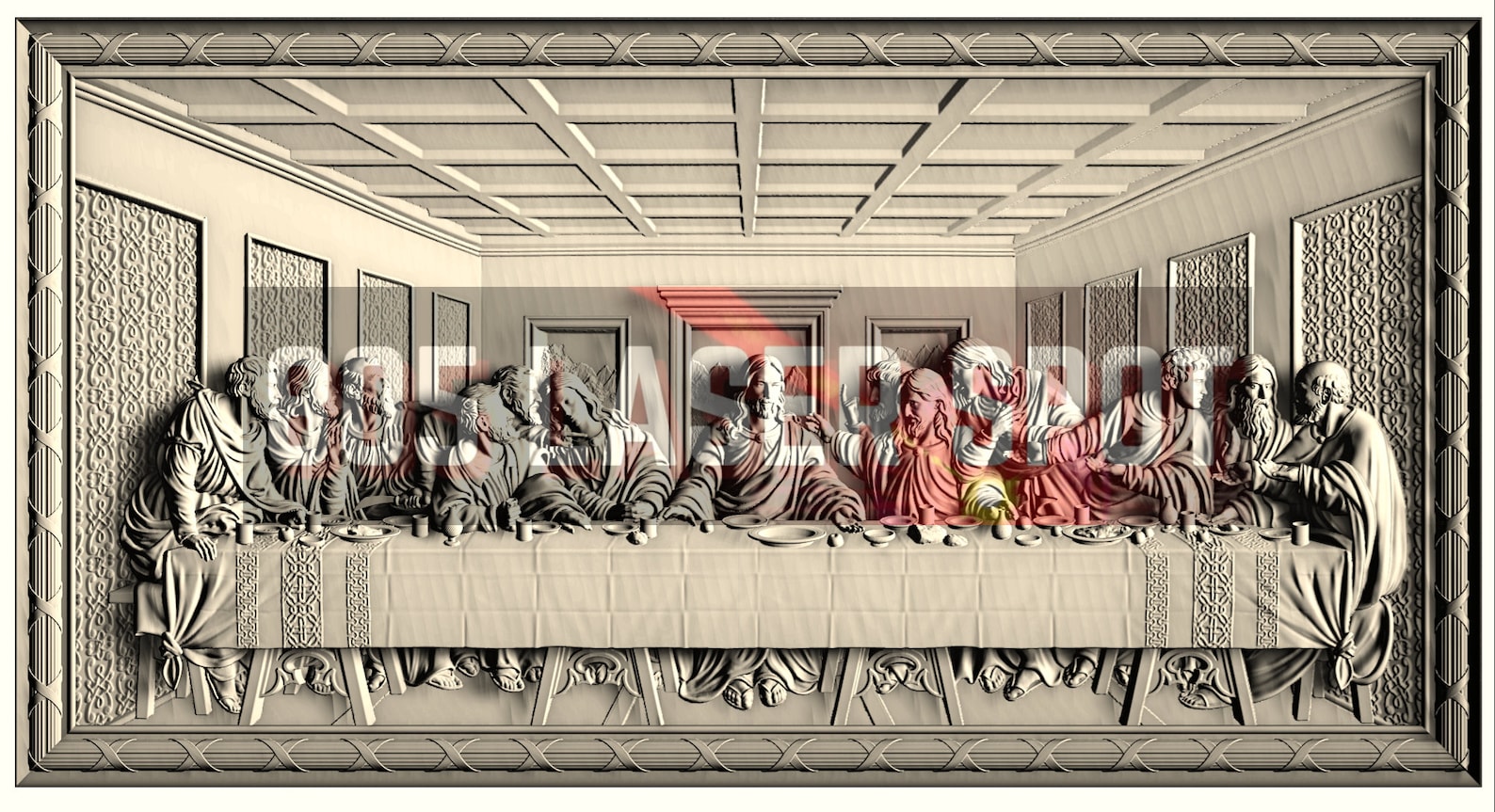 Digital Design File Last Supper Framed 2 Glowforge Laser Ready Engrave ...