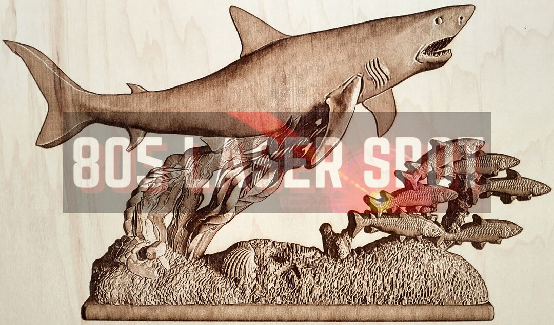 Digital Design File - Shark Reef - Glowforge - Laser Ready - Engrave ...