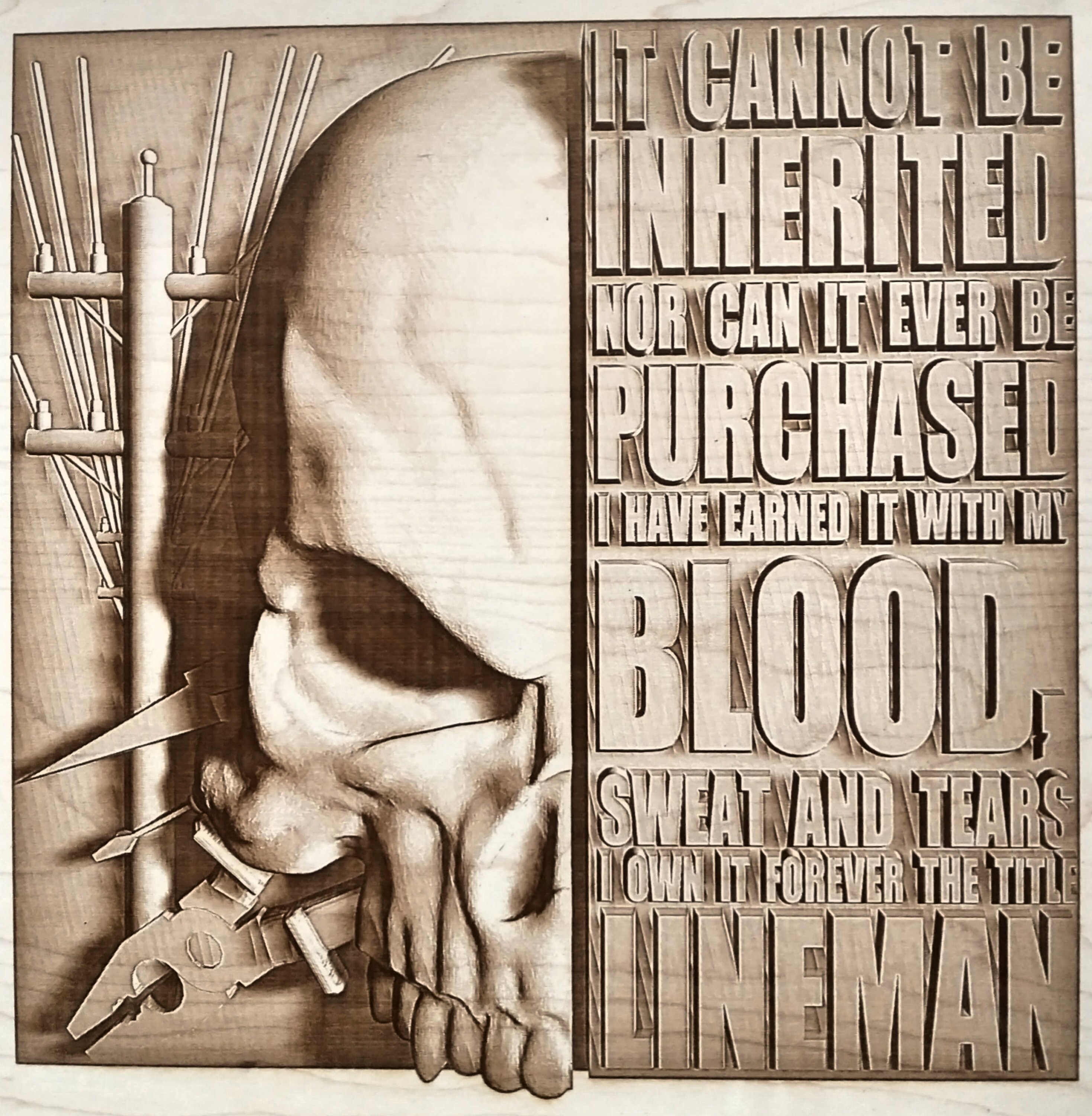 Digital Design File Lineman Skull Glowforge Laser Ready | Etsy