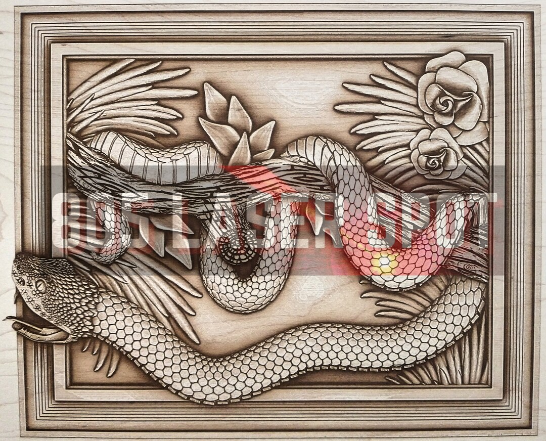 Digital Design File - Snake in Frame - Glowforge - Laser Ready ...