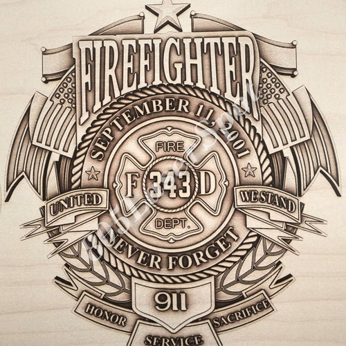Digital Design File Firefighter 9-11 Glowforge Laser | Etsy
