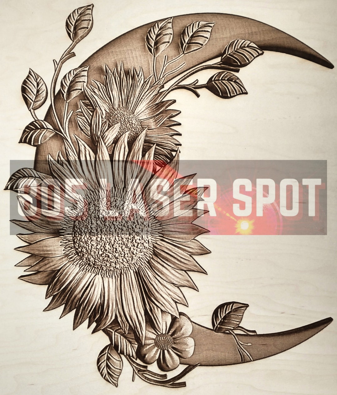 Digital Design File - Moon and Sunflower - Glowforge - Laser Ready ...